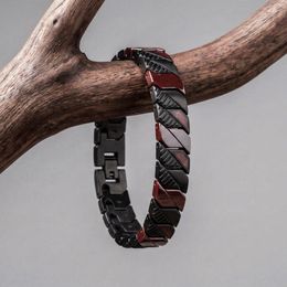Holzkern Armband Rift (Lava/Braune Keramik), Naturholz, Herren, gr&ouml;&szlig;enverstellbar