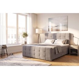 Boxbett OTTO HOME, B:162cm L:219cm, grau, Komplettbetten, "LILIENNE, Polsterbett mit Bettkasten und Taschenfederkernmatratze H3", mit