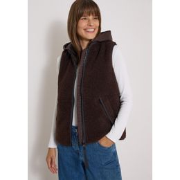 Cecil Damen Fellimitatwestechocolate sauce braun, Gr. L, unifarben, Stoff, Obermaterial: 100% Polyester. Obermaterial 2: 100% Nylon, Westen, mit