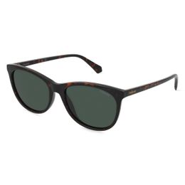 Polaroid PLD 4161/S | Damen-Sonnenbrille | Fassung: Vollrand, Cat Eye, Kunststoff, Havanna | Glasfarbe: Gr&uuml;n
