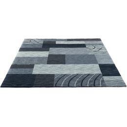 Wollteppich Theko, B:300cm H:12mm L:400cm, grau, Schurwolle, Wohnzimmer, Teppiche, "Domas 4028, handgekn&uuml;pft", Kurzflor, reine Wolle, modernes