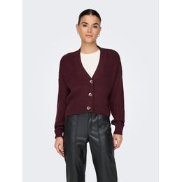 Only Damen Strickjacke "ONLCAROL NICE L/S CARDIGAN KNT NOOS", rot, Gr. S, unifarben, Strick, Obermaterial: 100% Polyacryl, Strickjacken, Kunstfaser,