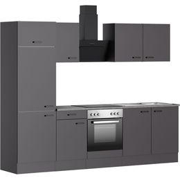 K&uuml;chenzeile Optifit, B:270cm H:210cm T:60cm, grau, Komplettk&uuml;chen-Sets, "OPTImulti", Breite 270 cm, wahlweise mit E-Ger&auml;ten
