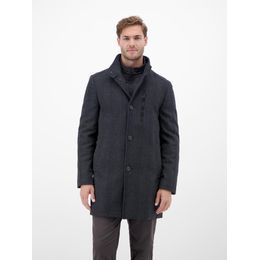 Lerros Herren Kurzmantel, grau, Gr. 56, meliert, unifarben, Web, Obermaterial: 60% Polyester, 30% Wolle, 10% sonstige Fasern, M&auml;ntel, mit Stehkragen