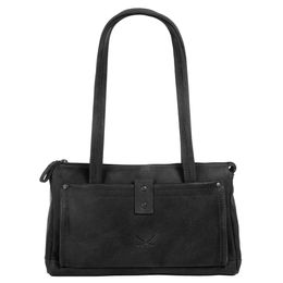 Sansibar Damen Umh&auml;ngetasche, schwarz, Leder, Taschen, echt Leder