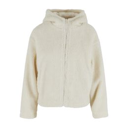 Urban Classics Damen Langmantel "Urban Classics Ladies Short Hooded Sherpa Jacket", beige, Gr. XL, 100% Polyester, M&auml;ntel