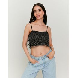 Tally Weijl Damen Tr&auml;gertop "SSLPENETTA"schwarz, Gr. S, gl&auml;nzend, Netz, Obermaterial: 95% Polyester, 5% Elasthan, Tops, Materialmix, figurbetont, mit