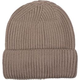 styleBREAKER Damen Strickm&uuml;tze "Feinstrick Beanie M&uuml;tze mit Krempe", grau, Modisch, Obermaterial: 70% Viskose CV. 30% Wolle WO., M&uuml;tzen