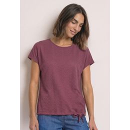Street One Damen T-Shirt, rot, Gr. 40, unifarben, Stoff, 67% Polyester, 32% Viskose, 1% Elasthan, Shirts, mit Rundhalsausschnitt