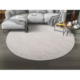 Teppich, H:12mm &Oslash;:150cm, silber, OCI DIE TEPPICHMARKE, Wolle, Wohnzimmer, Teppiche, "FAVORIT, Wendeteppich, auch als L&auml;ufer und Rund",