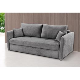 Jockenh&ouml;fer Schlafsofa, B:185cm H:90cm T:102cm, grau, JOCKENH&Ouml;FER GRUPPE, Luxus-Microfaser (100% Polyester);Zierkissen: 100% Polyester, Jugendzimmer, Sofas,