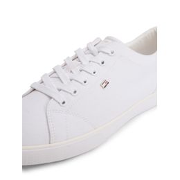 Tommy Hilfiger Damen Plateausneaker "TH LOW PROFILE VULC CANVAS", Gr. 36wei&szlig;, Baumwolle, unifarben, Basic, Schuhe, Halbschuh, Schn&uuml;rer, Freizeitschuh