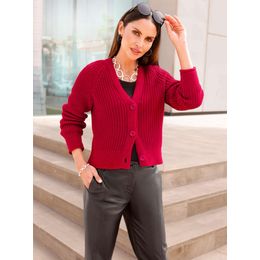 Inspirationen Damen Strickjacke, rot, Gr. 46, unifarben, 100% Baumwolle, Strickjacken