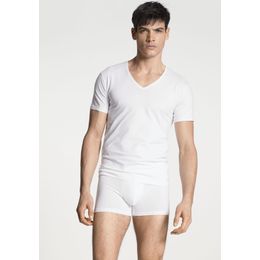Calida Herren T-Shirt "Cotton Code", Gr. S, wei&szlig;, Single Jersey, Obermaterial: 95% Baumwolle, 5% Elasthan, unifarben, Shirts, V-Ausschnitt,
