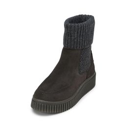 Marc O'Polo MARC O'POLO Damen Chelseaboots "mit Strickumschlag", Gr. 36, grau, Obermaterial: 100% Leder (Rind), unifarben, Schuhe