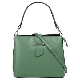 CLUTY Damen Henkeltasche, gr&uuml;n, Leder, leicht gl&auml;nzend, unifarben, Taschen, echt Leder, Made in Italy