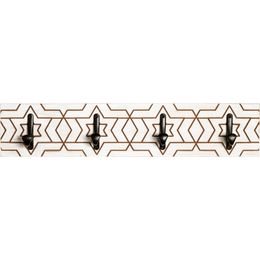 Garderobenleiste HAKU, B:60cm H:13cm T:6cm, schwarz-wei&szlig;, Eisen, MDF, Garderobenhalter, "Flurgarderobe, Garderobe, Garderobenhaken,