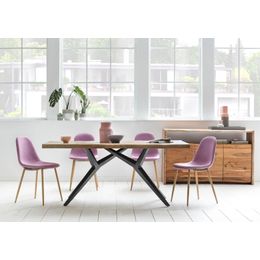 Esstisch Sit, B:220cm, gelb, K&uuml;che, Tische, "Toronto Massivholz mit Baumkante & extravagantem Metallgestell", Speisetisch Baumkante wie gewachsen &