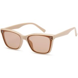 styleBREAKER Damen Wayfarer "Nerd Sonnenbrille Flachgl&auml;ser", braun, Modisch, Sonnenbrillen