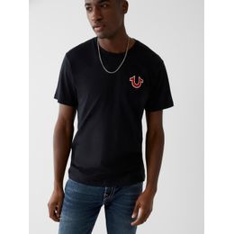 True Religion Herren Rundhalsshirt "BUDDHA CREW TEE", schwarz, Gr. L, bedruckt, Jersey, Obermaterial: 100% Baumwolle, Shirts, Baumwolle, regular fit