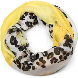 styleBREAKER Damen Loop "Leo Loop Schal im Colour Blocking Style", gelb, Modisch, Obermaterial: 100% Viskose CV., Modet&uuml;cher