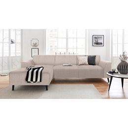 Ecksofa DOMO collection, B:268cm H:81cm T:159cm, beige, Struktur grob (100% Polyester);Luxus-Microfaser (100% Polyester);Struktur (100% Polyester),