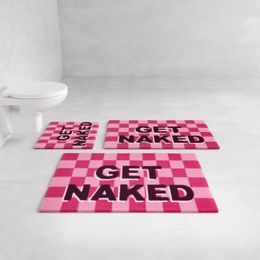 Badematte OTTO HOME, H:20mm, pink, Polyacryl, Badematten, "Get Naked, modern, Badvorleger, Badezimmer Teppich", Badteppich, mit Schriftzug, 2
