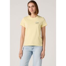 Levi's LEVI'S Damen Rundhalsshirt "THE PERFECT TEE", gelb, Gr. M, Jersey, Obermaterial: 100% Baumwolle, Shirts, mit Logo im Metallic-Holo Print