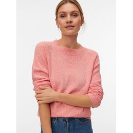 V&eacute;ro Moda VERO MODA Damen Rundhalspullover "VMDOFFY LS O-NECK BLOUSE GA NOOS", rosa, Gr. XL, meliert, Strick, Obermaterial: 94% Polyester, 3% Elasthan, 3%
