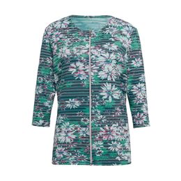 GOLDNER Damen Sommerjacke "Sommerjacke mit floralem Muster", blau, Gr. 38, Obermaterial: 50% Viskose CV. 45% Polyester PES. 5% Elasthan EL., Jacken,
