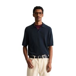 Marc O'Polo Herren Poloshirt "aus strukturiertem Bio-Baumwoll-Mix", blau, Gr. XXL, MARC O'POLO DENIM, unifarben, Obermaterial: 75% Baumwolle, 25% Polyamid, Shirts
