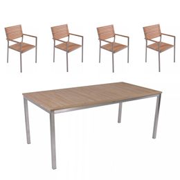Garden Pleasure Gartenm&ouml;belset 'Denver' f&uuml;r 4 Personen Edelstahl