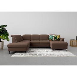 Sit & More Wohnlandschaft SIT & MORE, B:312cm H:88cm T:224cm, braun, 98% Polyester, 2% Polyamid, Sofas, "Maggiore U-Form", wahlweise mit Kopfteilverstellung,