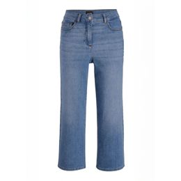 GOLDNER Damen 2-in-1-Hose "Kurzgr&ouml;&szlig;e Bequeme Culotte in verk&uuml;rzter L&auml;nge", blau, Gr. 20, Obermaterial: 97% Baumwolle CO. 3% Elasthan EL., Hosen, Ohne