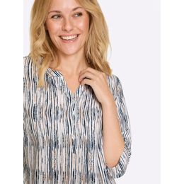 Classic Basics Damen Schlupfbluse, wei&szlig;, Gr. 56, gemustert, mehrfarbig, 100% Polyester, Blusen