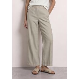 Street One Damen Stoffhose, beige, Gr. 32, Jacquardmuster, Strick;Stoff, 62% Polyester, 35% Viskose, 3% Elasthan, Hosen, mit Elastikbund