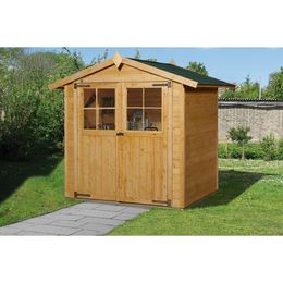 Weka Blockhaus 'Classic' mit Doppelt&uuml;r, eichefarben, Gr&ouml;&szlig;e 1