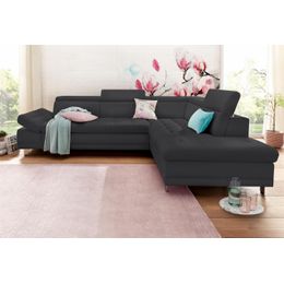 Sit & More Ecksofa SIT & MORE, B:275cm H:89cm T:217cm, schwarz, Kunstleder SOFTLUX;Luxus-Microfaser ALTARA NUBUCK (100% Polyester);Struktur (100% Polyester),