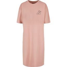 Merchcode Damen Shirtkleid "Merchcode Damen Ladies Cherry Oversized Slit Dress", rosa, Gr. M, 100% Baumwolle, Kleider