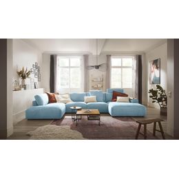 Wohnlandschaft Musterring, B:434cm H:81cm T:204cm, blau, Sofas, "Lucia viel Platz, bequem, U-Form", Verschiedene Farben, inkl. Kopfst&uuml;tze,