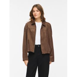 Vila Damen Kurzjacke "VIVIRAL L/S JACKET - NOOS", braun, Gr. 36, unifarben, Web, Obermaterial: 95% Polyester, 5% Elasthan, Jacken, Materialmix,