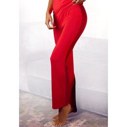 Lascana Damen Pyjamahose, Gr. 36, rot, Single Jersey, Obermaterial: 95% Viskose, 5% Elasthan, unifarben, Hosen, mit Spitzeneins&auml;tzen