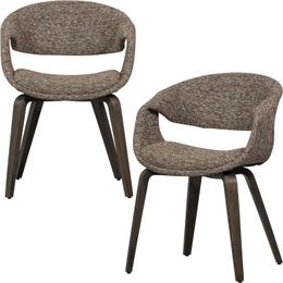 Esszimmerstuhl Woood, B:57cm H:78cm T:57cm, braun, Holzwerkstoff, St&uuml;hle, "Yossi mit Gewebtem Bezug und Holzgestell B57 x T57 x H78 cm (2er-Set)",