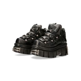 New Rock Herren Plateausneaker "Plateau Sneaker M-106-S112", Gr. 37schwarz, Obermaterial: 100% Rindnappaleder CNA., Schuhe, Handgefertigt, Made in