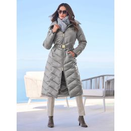 Heine Damen Steppmantel, grau, Gr. 46, unifarben, unifarben mit Farbeinsatz, unifarben mit Farbeins&auml;tzen, 55% Polyester, 45% Polyamid,