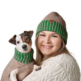 Hunter Hundepullover Odense mit M&uuml;tze (Set) beige/gr&uuml;n / 35