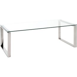 Couchtisch HAKU, B:120cm H:40cm T:60cm, transparent, Wohnzimmer, Tische, "Sofatisch, Wohnzimmertisch", rechteckig - aus Metall Silber B/T/H 120/60/40