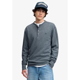 Superdry Herren Langarmshirt "MINI SLUB WAFFLE LS GRANDAD", grau, Gr. S, meliert, Single Jersey, Obermaterial: 100% Baumwolle, Shirts, lockere