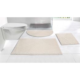 Badematte OTTO HOME, H:15mm, beige, Polyester, Badematten, "Ognon, Scandi, Boho, modernes Muster", Badteppich, Uni Farben, Hoch-Tief-Effekt