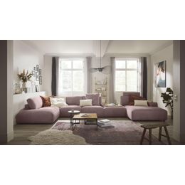 Wohnlandschaft Musterring, B:504cm H:81cm T:204cm, rosa, Sofas, "Lucia bequem und viel Platz, U-Form", Cord-Bezug, inklusive Kopfst&uuml;tze, Gesamtbreite